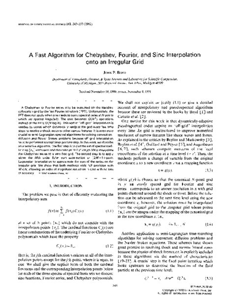 Pdf A Fast Algorithm For Chebyshev Fourier And Sinc Interpolation