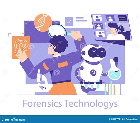 Forensics Technologys Flat Vector Illustration 351800579