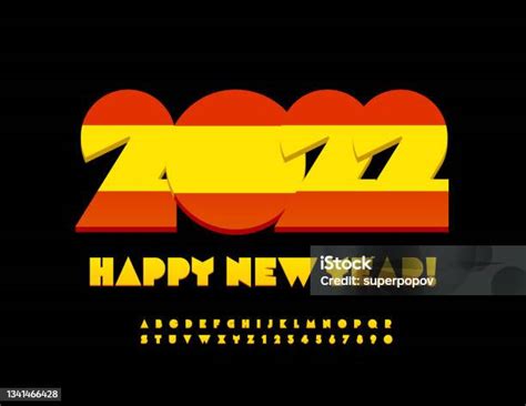 벡터 스페인어 인사말 카드 새해 복 새해 2022 밝은 알파벳 문자 및 숫자 세트 12월 31일에 대한 스톡 벡터 아트 및 기타 이미지 12월 31일 겨울 공휴일