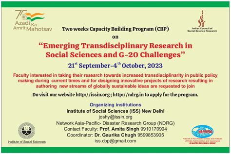 Icssr Sponsored Two Weeks Capacity Building Programme Institute Of