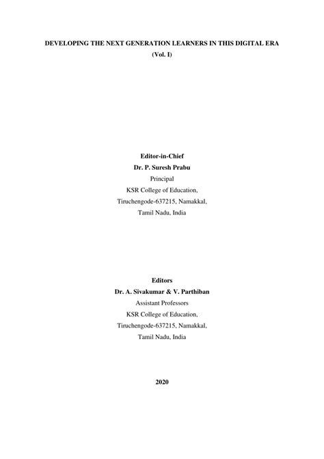 Pdf Developing The Next Generation Learners In This Digital Era Vol I