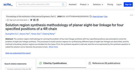 Solution Region Synthesis Methodology Of Planar Eight Bar Linkage For Four Specified Positions