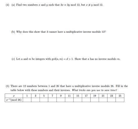 Solved 4 A Find Two Numbers X And Y Such That 3r Sy Mod