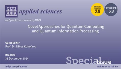 Applied Sciences Mdpi On Linkedin Specialissue Quantumcomputing