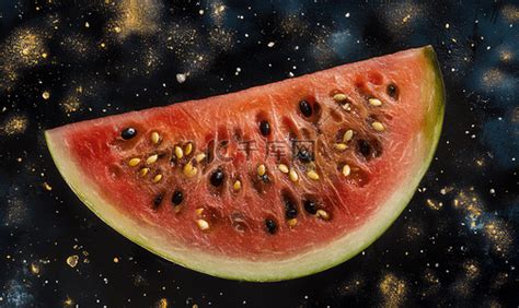 深色背景上半个新鲜西瓜特写宏照片新鲜水果质感高清摄影大图 千库网