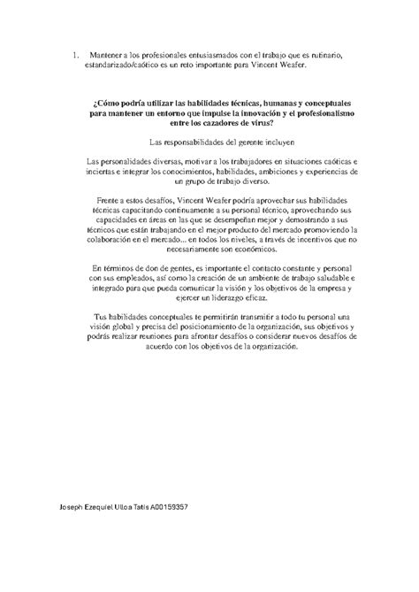 Ulloa Joseph Cuestinario 1 Mantener A Los Profesionales Entusiasmados Con El Trabajo Que Es