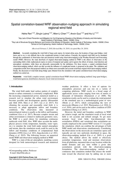 Pdf Spatial Correlation Based Wrf Observation Nudging Approach In
