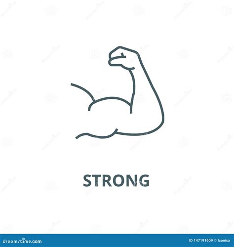 Strong Arm Bodybuilding Vector Line Icon Linear Concept Outline Sign