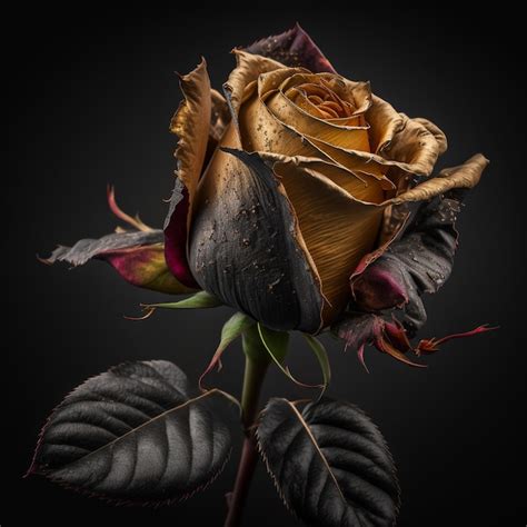 Premium Ai Image There Is A Rose That Is Dying And Has Been Placed On A Black Background