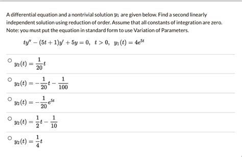 Solved Adifferential Equation And A Nontrivial Solution 91 Are Given