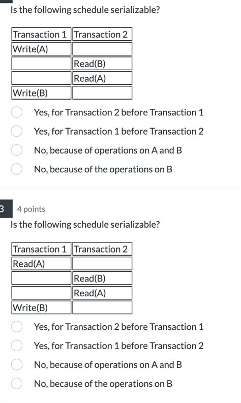 Solved Is The Following Schedule Serializable Yes For