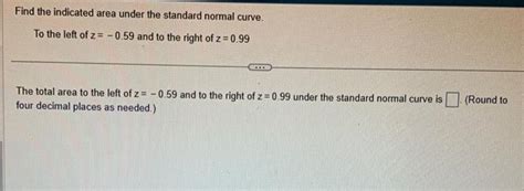 Solved Find The Indicated Area Under The Standard Normal Chegg Com