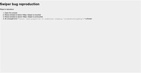 Error When Unmount Swiper On Resize Codesandbox
