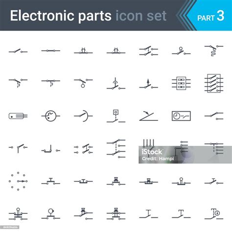스위치 푸시버튼 스위치 회로의 전기 및 전자 회로 다이어그램 기호 집합 0명에 대한 스톡 벡터 아트 및 기타 이미지 0명