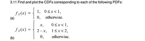 solved find and plot the cdfs corresponding to each of the