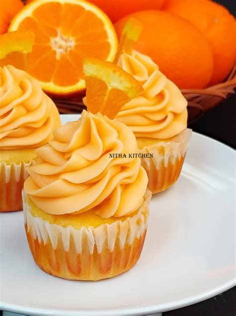 Orange Creamsicle Cupcakes Orange Buttercream Frosting Nitha Kitchen