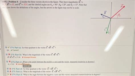 Solved 14 Problem 4 Consider The Three Vectors Shown In