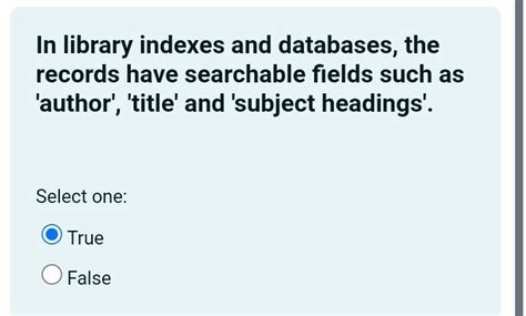 Solved In Library Indexes And Databases The Records Have