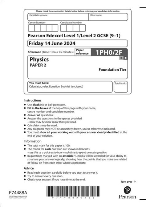 Pearson Edexcel Level 1level 2 Gcse 91 1ph0 2f Physics Paper 2