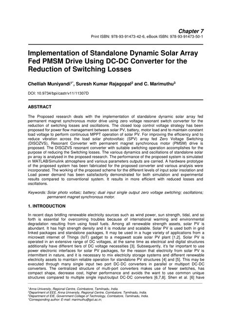 Pdf Implementation Of Standalone Dynamic Solar Array Fed Pmsm Drive Using Dc Dc Converter For