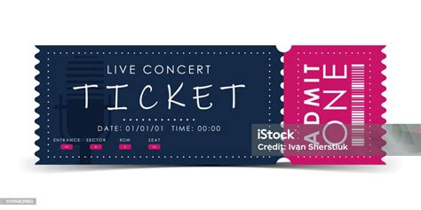 뮤지컬 콘서트 입장을위한 샘플 티켓 최신 티켓 카드 템플릿입니다 벡터 일러스트레이션 콘서트에 대한 스톡 벡터 아트 및 기타 이미지 콘서트 티켓 스텁 바코드 Istock