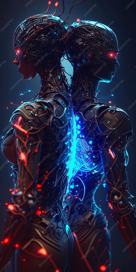 Premium Photo The Embrace Of Two Lovers Pose Of Humanoid Female And