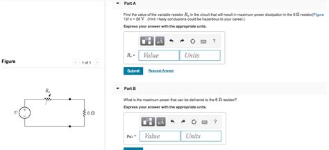 Solved PartA Find The Value Of The Variable Resistor Ro In Chegg Com