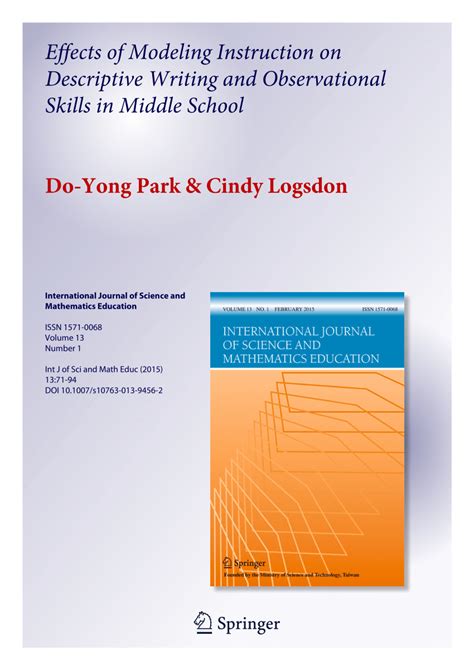 Pdf Effects Of Modeling Instruction On Descriptive Writing And