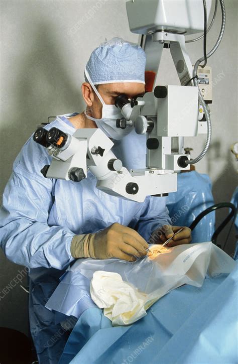 Surgeon Doing Cataract Surgery Using Microscope Stock Image M570 0073 Science Photo Library