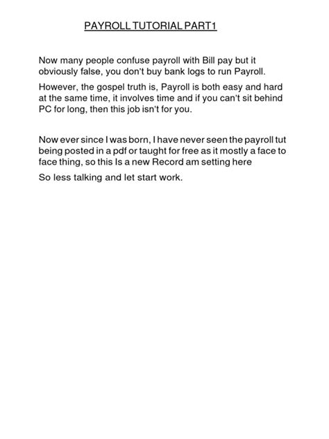 Payroll Tut Part One Pdf Career And Growth Business