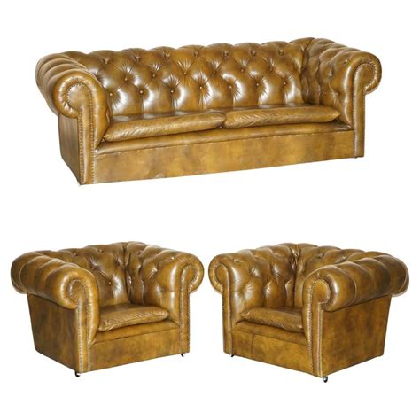 Leather Chesterfield Sofa Living Room Suite For Sale At 1stdibs