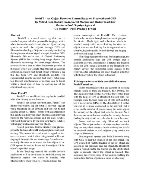 Pdf Fetchit An Object Detection System Based On Bluetooth And Gps Milind Soni Sachit