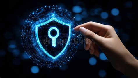 Cybersecurity Woman Protecting Data With Digital Shield Secure Keyhole Futuristic Technology