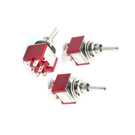 3pcs Switching Switches Light Toggle Switch On On 6pins Dpdt Ac 250v 2a