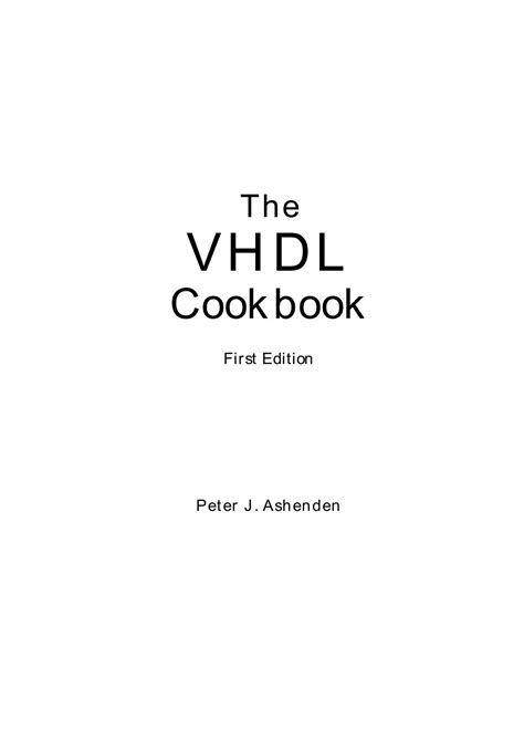The Vhdl Cookbook P Ashenden 1990 Pdf