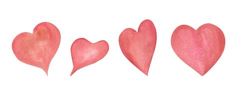 하얀 배경에 고립된 낭만적인 분홍색 하트 세트 날짜 저장 발렌타인 데이 생일 및 어머니의 날 카드 청첩장 엽서를 위한 수채화 그림 2월에 대한 스톡 벡터 아트 및 기타