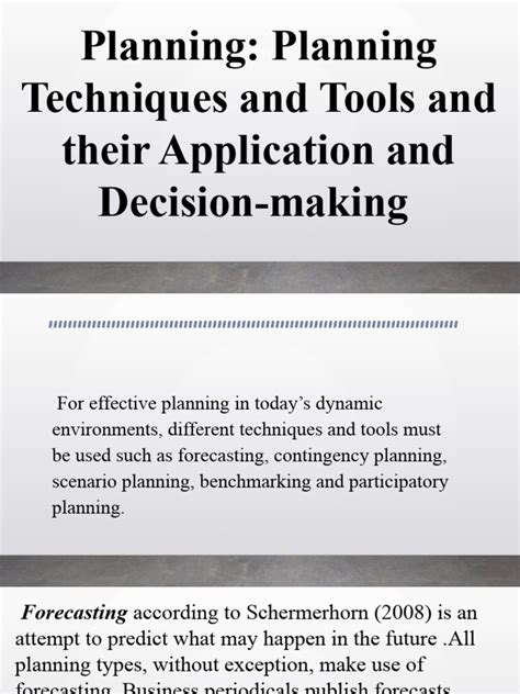 Planning Technique Pdf Forecasting Decision Making