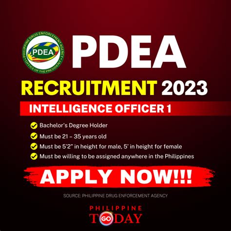 Pdea Is Now Accepting Applicants For Intelligence Officer 1 Philippine Go