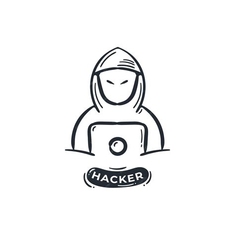 Premium Vector Hacker Phishing Cybercrime Logo Icon Hand Drawn Internet Cyber Security Cartoon