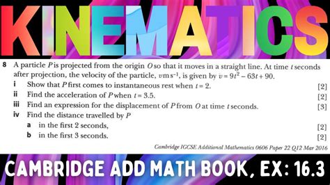 kinematics cambridge igcse and o level add math book exercise 16 3