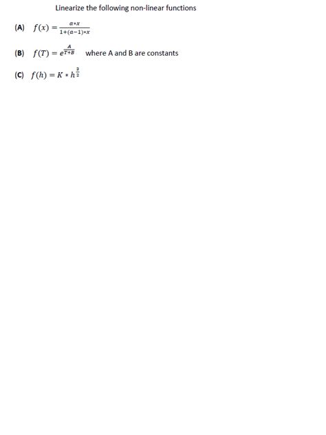 Solved Linearize The Following Non Linear Functions