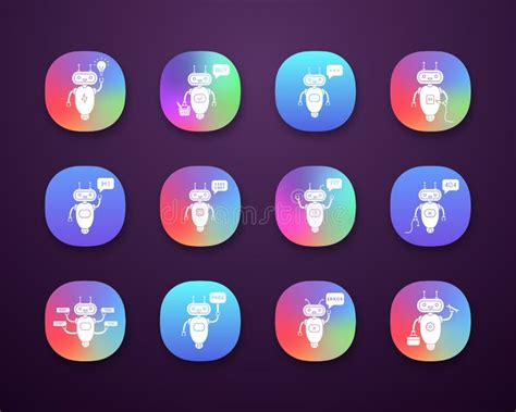 Chatbots App Icons Set Stock Vector Illustration Of Mobile 175561899