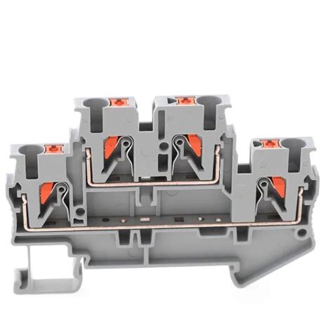 double layer push in wire connector feed through din rail terminal