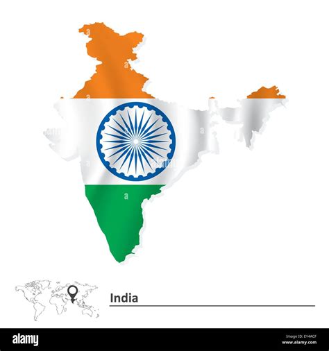 Map Of India With Flag Vector Illustration Of India Map With Flag The