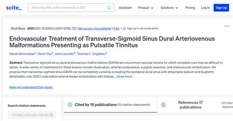 Endovascular Treatment Of Transverse Sigmoid Sinus Dural Arteriovenous Malformations Presenting