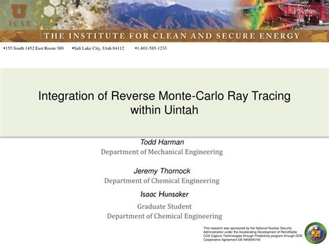 Ppt Integration Of Reverse Monte Carlo Ray Tracing Within Uintah