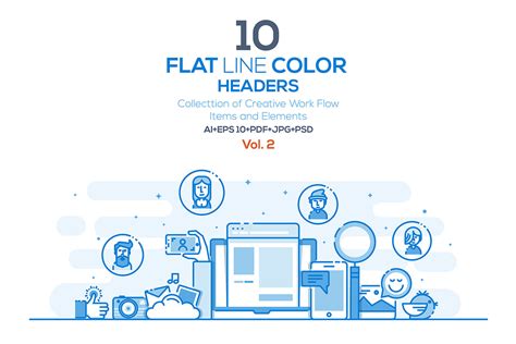Set Of Flat Line Color Headers Behance