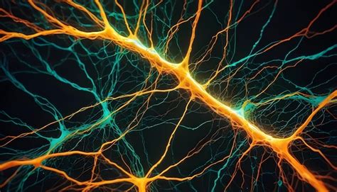 Premium Vector A Detailed Digital Illustration Of A Single Neuron With Glowing Interconnected