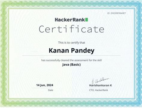 Kanan Pandey On Linkedin Java Programming Hackerrank Certificate