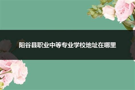 阳谷县职业中等专业学校地址在哪里 山东职校招生网